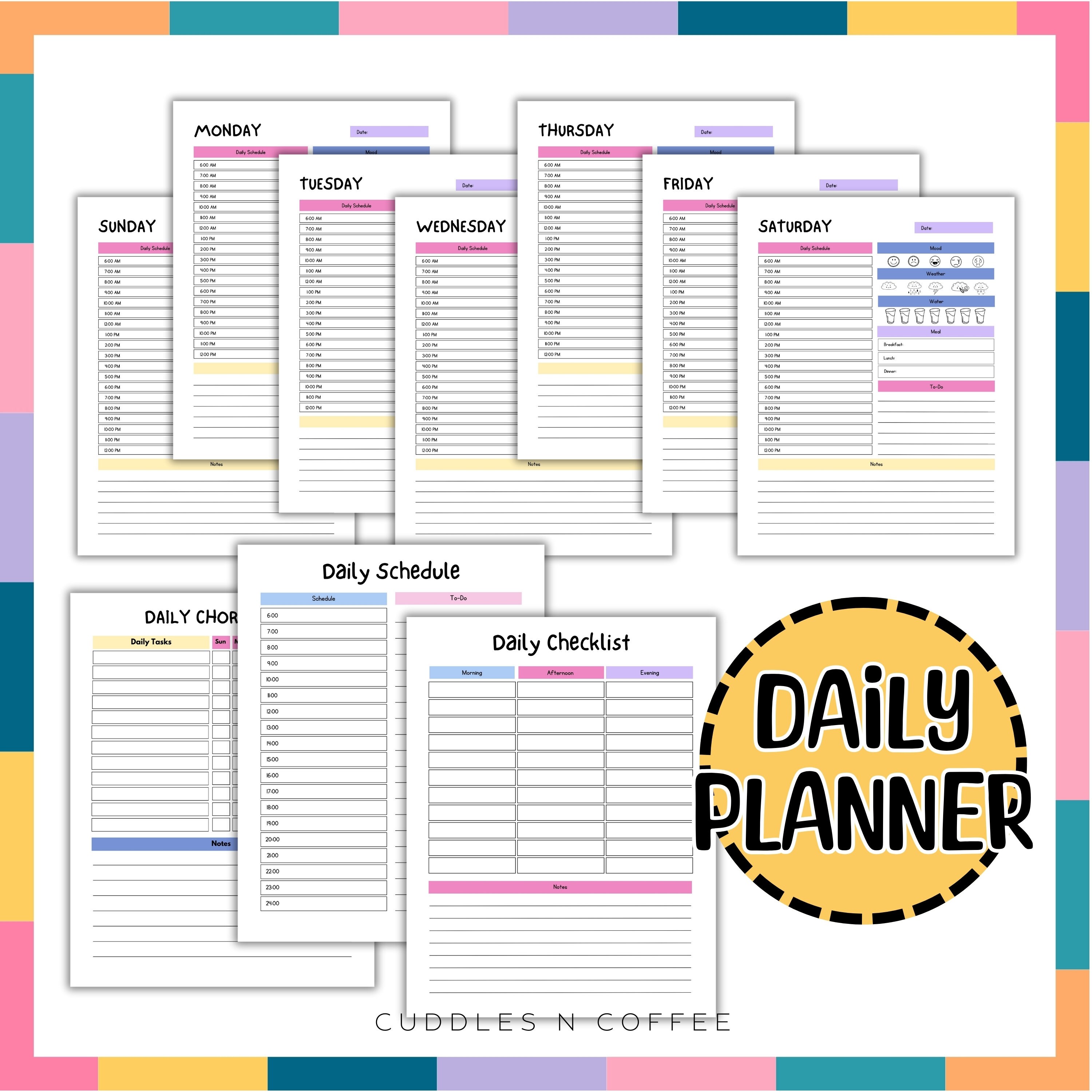 2024 ADHD Planner for Kids Digital and Printable Cleaning Schedule ...
