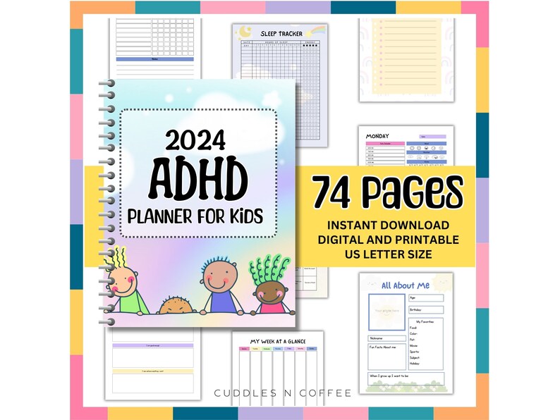 2024 ADHD Planner for Kids Digital and Printable Cleaning Schedule ...