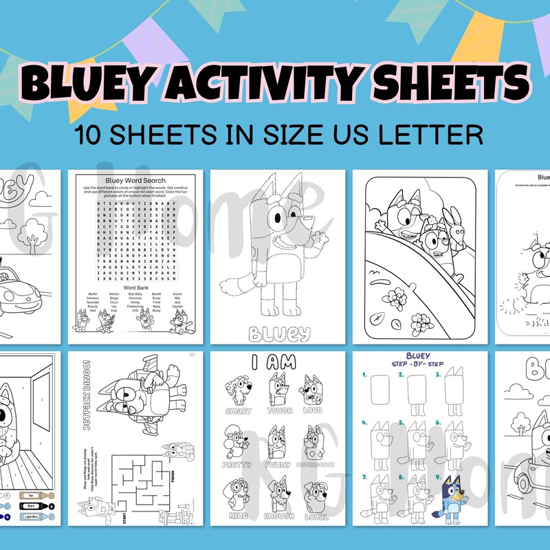 Bluey Birthday Worksheets - Etsy