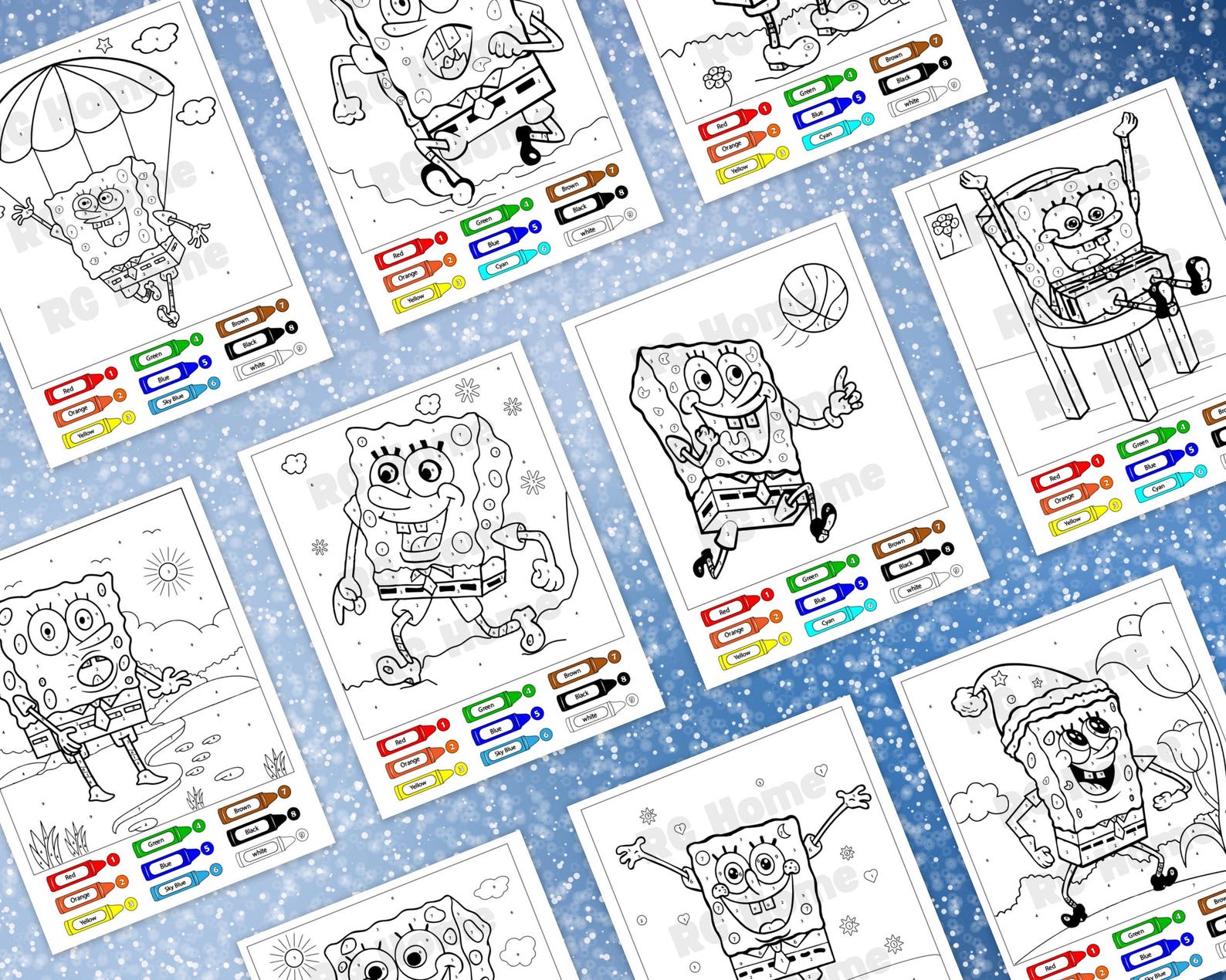 Spongebob Color by Number Coloring Book, Fun Kids Activity Book ...