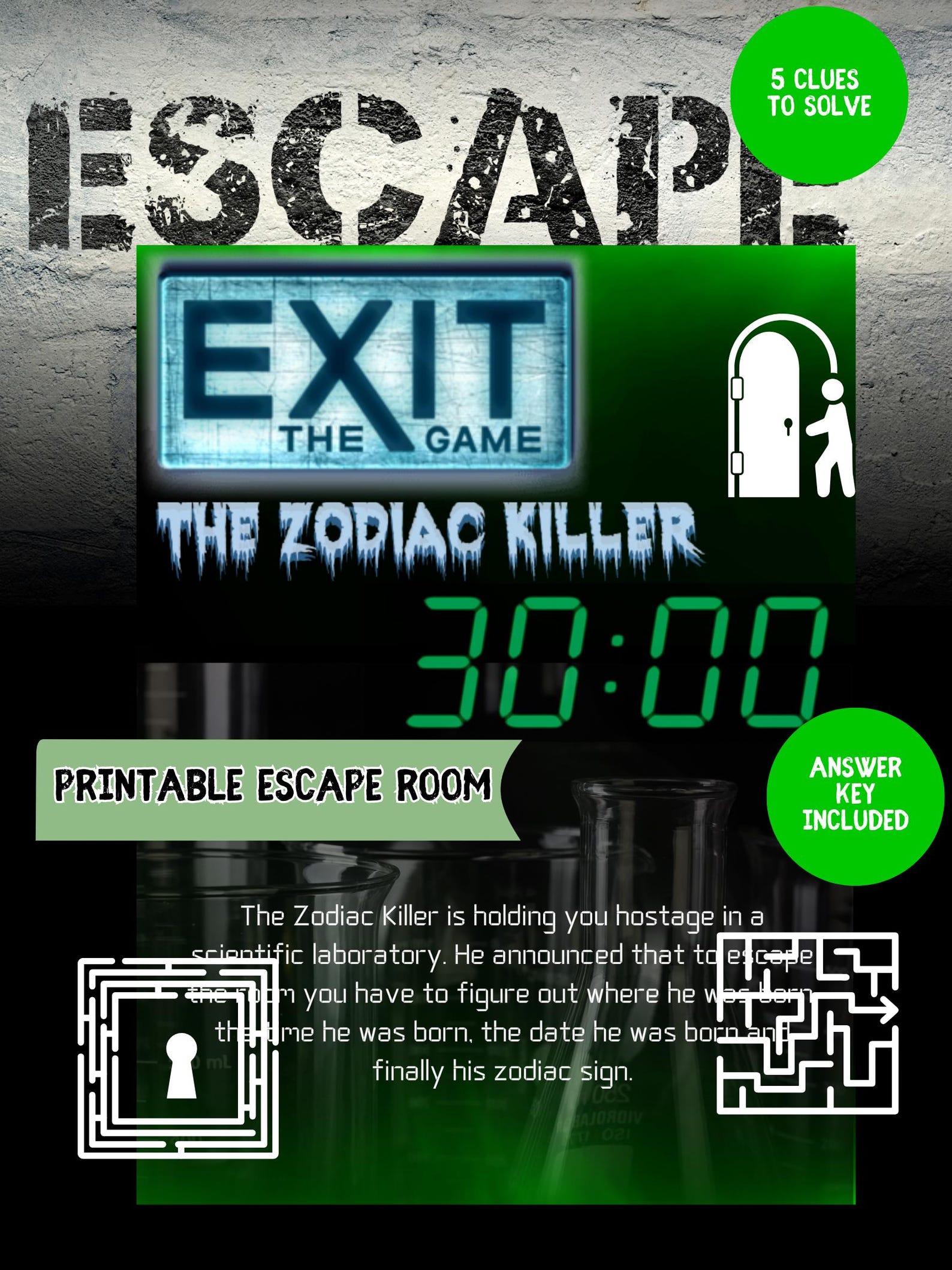 Zodiac Killer Escape Room Printable Game for Teens & Tweens, DIY ...