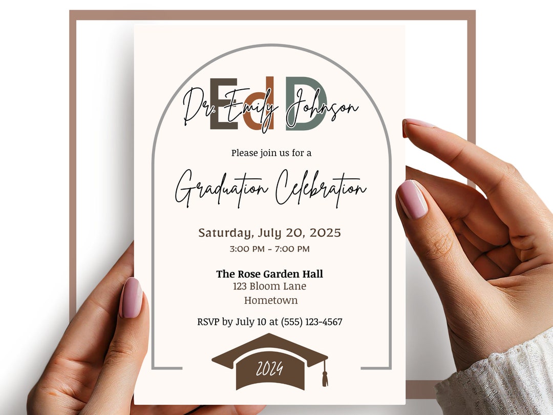 Ed.d Graduation Invitation,modern and Minimalist Doctorate Graduation ...