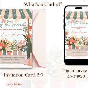 She's off the Market Invitation, Fresh Flowers Market Bridal Shower ...