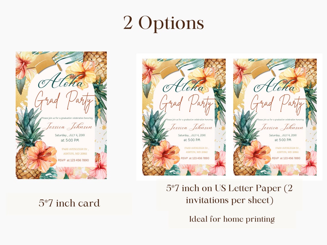 Aloha Grad Party Invitation, Luau Graduation Party Invitation, Editable ...