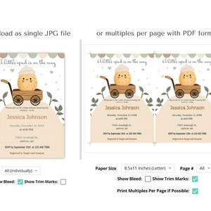 A Little Spud is on the Way Baby Shower Bundle: Potato Theme Invitation ...