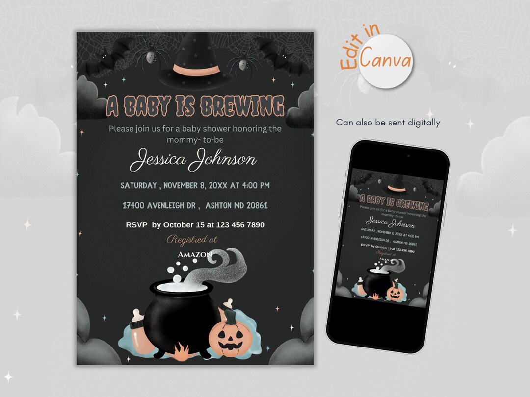 Um bebê está se formando: convite para chá de bebê de Halloween, tema ...