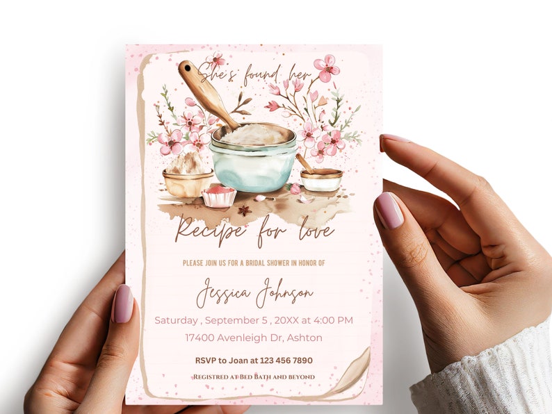 Cooking Bridal Shower Invitation, Recipe for Love Shower Invite ...