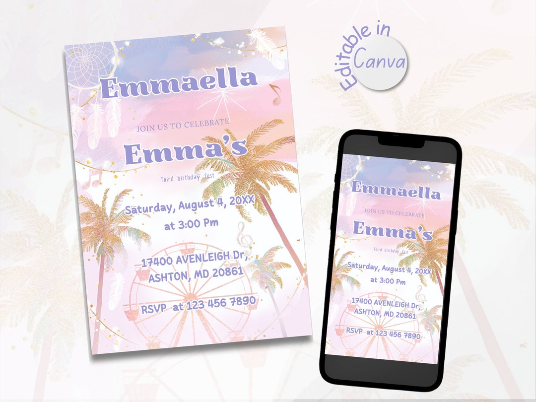 Music Festival Birthday Party Invitation, Any Age Birthday Invitation ...