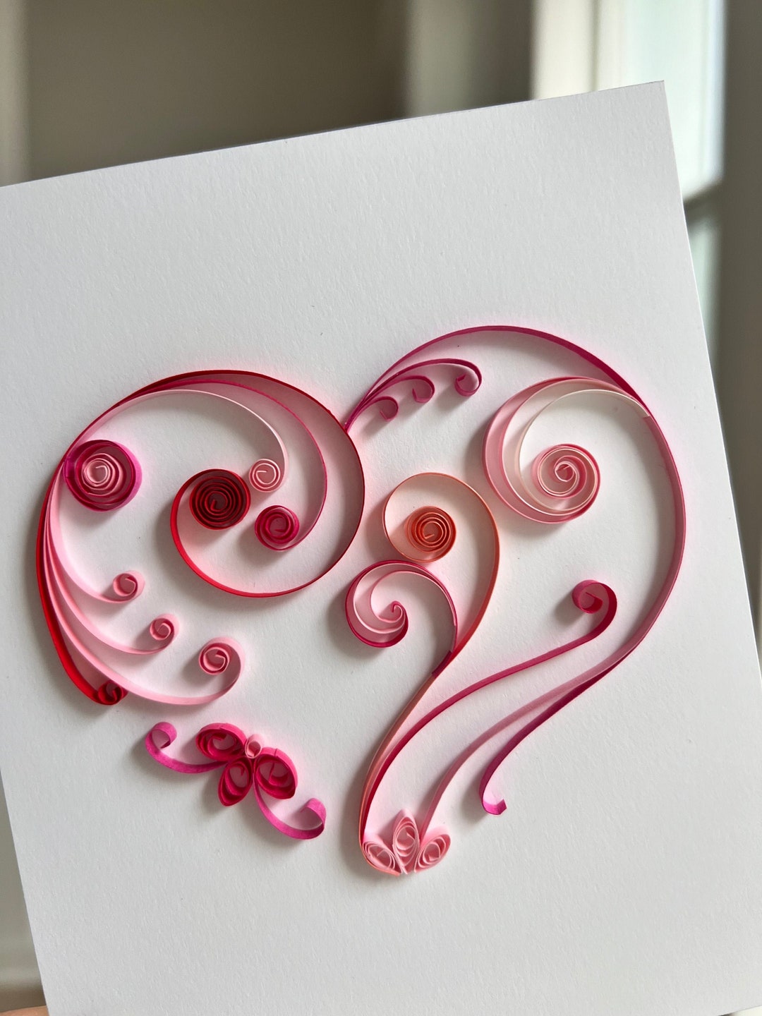 Love Heart Paper Quilling Greeting Postcard - Etsy