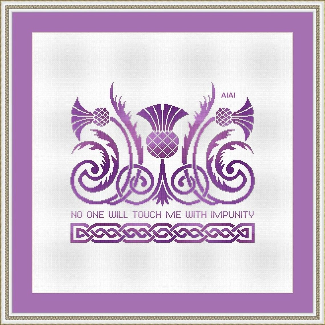 Cross Stitch Pattern Thistle Celtic Knot Ornament Quote Flower Scotland ...