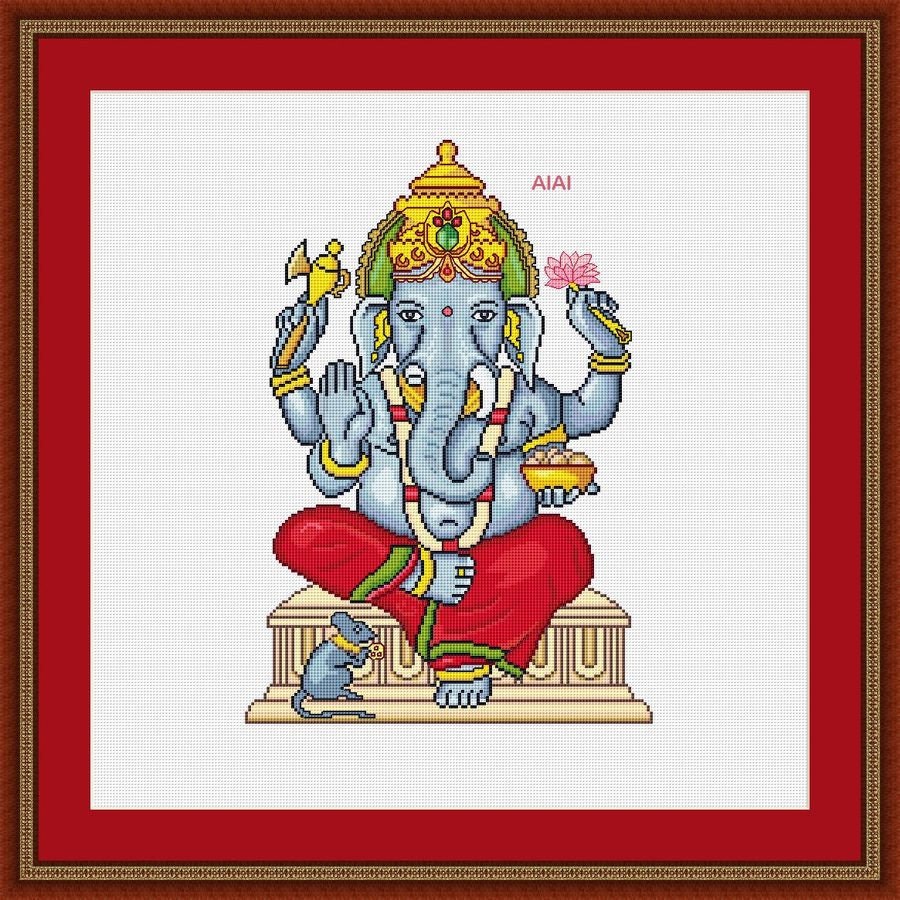 Cross Stitch Pattern Ganesha God of Wisdom and Prosperity Elephant ...