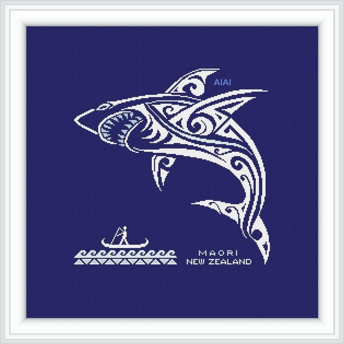 Cross Stitch Pattern Shark Fish Silhouette Maori Ornament Sea Marine ...