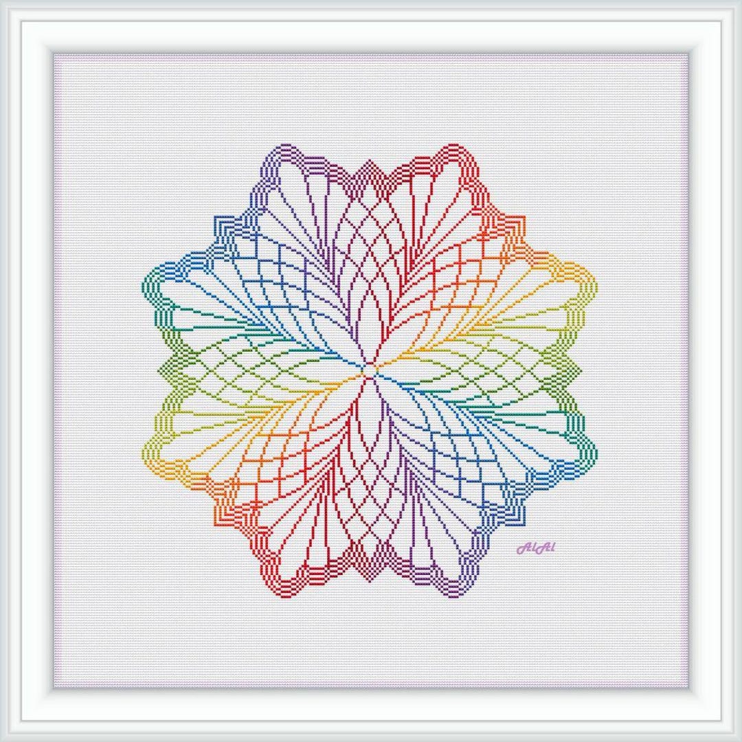 Cross Stitch Pattern Mandala Cobweb Ornament Rainbow Gossamer Snowflake ...