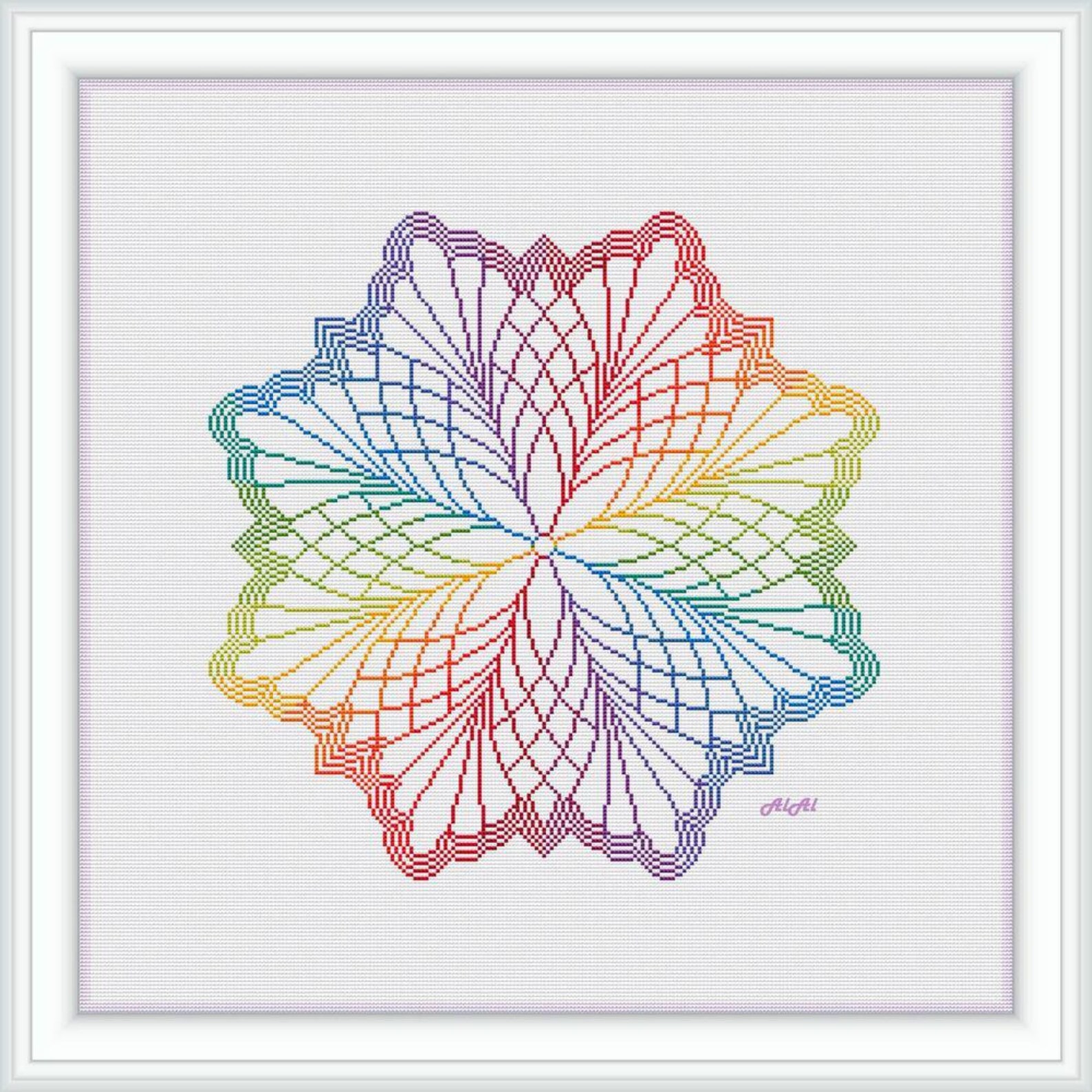 Cross Stitch Pattern Mandala Cobweb Ornament Rainbow Gossamer Snowflake ...