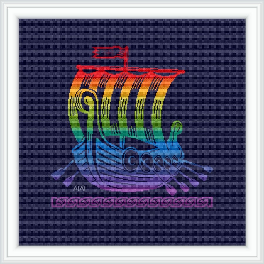 Cross Stitch Pattern Ship Drakkar Celtic Knot Dragon Viking Sea Marine ...