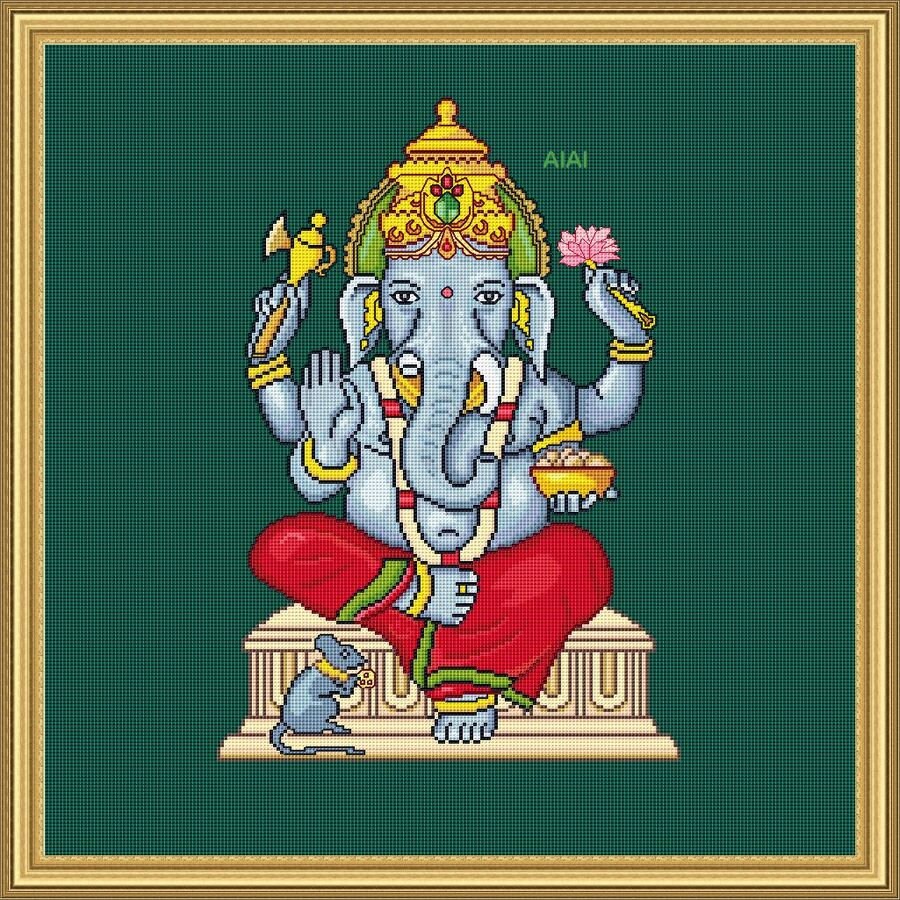 Cross Stitch Pattern Ganesha God of Wisdom and Prosperity Elephant ...