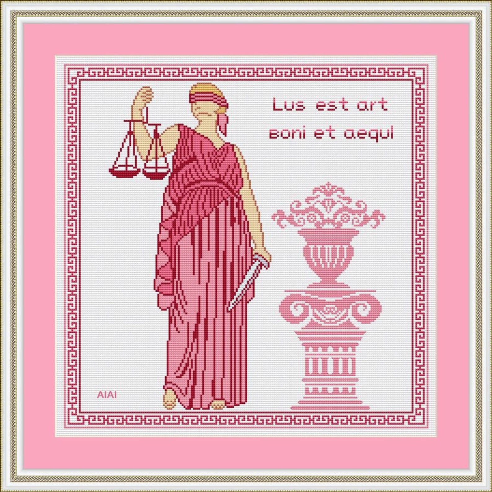 Cross Stitch Pattern Themis Goddess Silhouette: Court Lawyer Libra ...