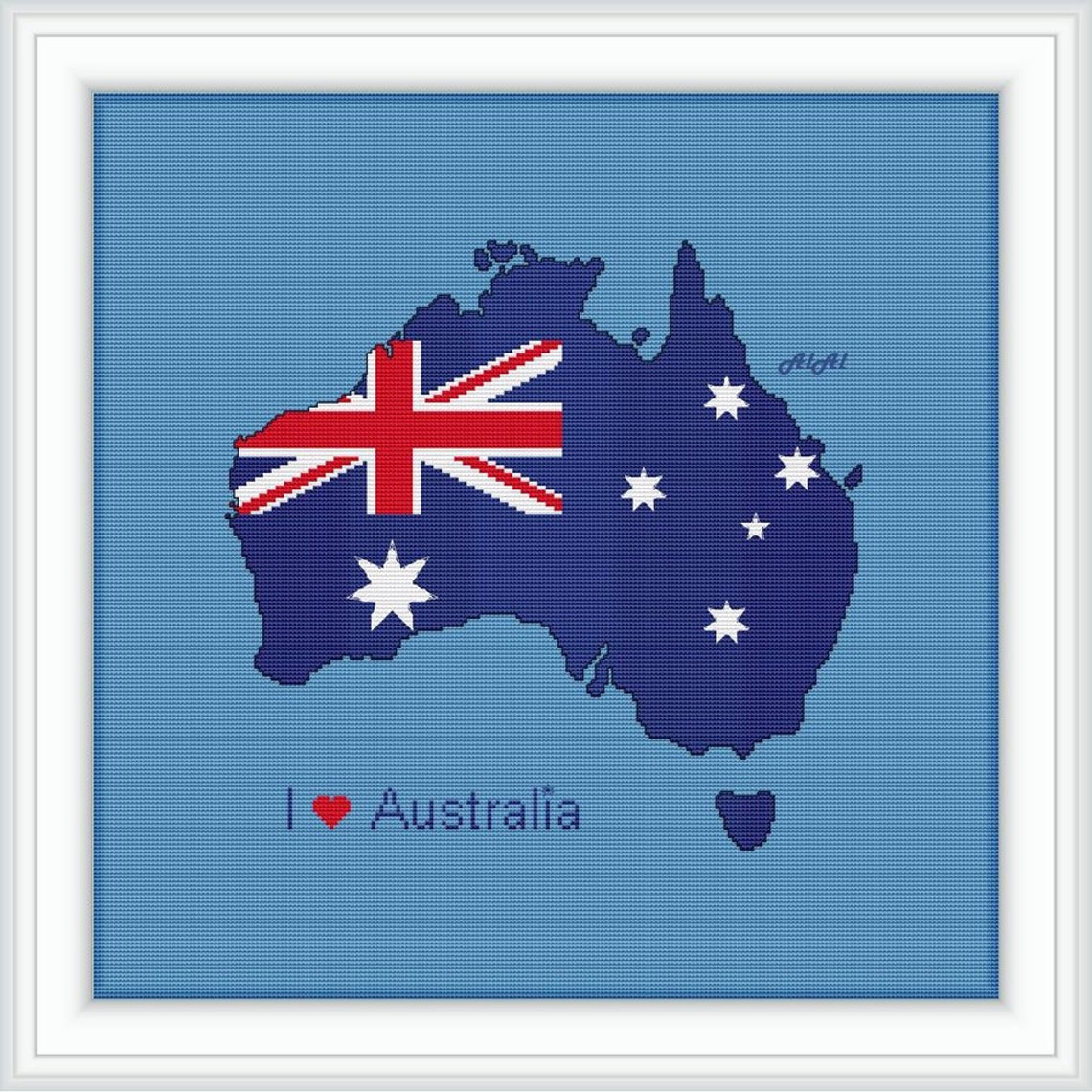 Cross Stitch Pattern Map Australia Silhouette National Flag Country ...