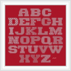 Blackwork Sampler Alphabet Letters Silhouette Geometric Ornament Font ...