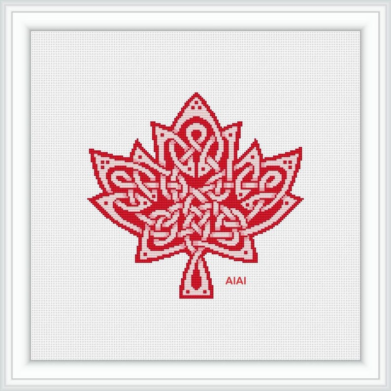 Cross Stitch Pattern Sampler National Flag Canada Maple Leaf Motto ...