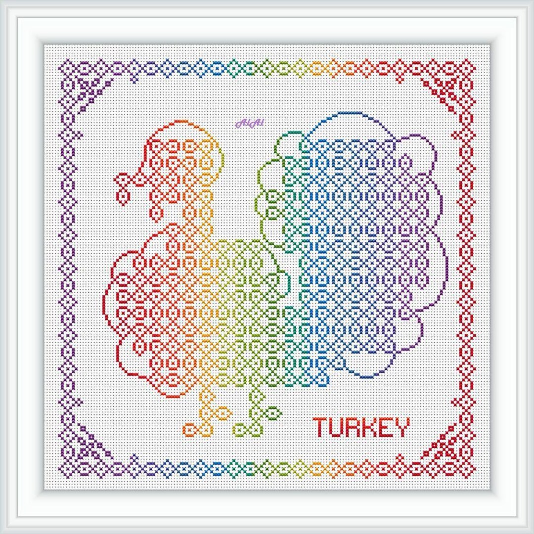 Cross Stitch Pattern Mendi Bird Turkey Silhouette Ethnic Ornament ...