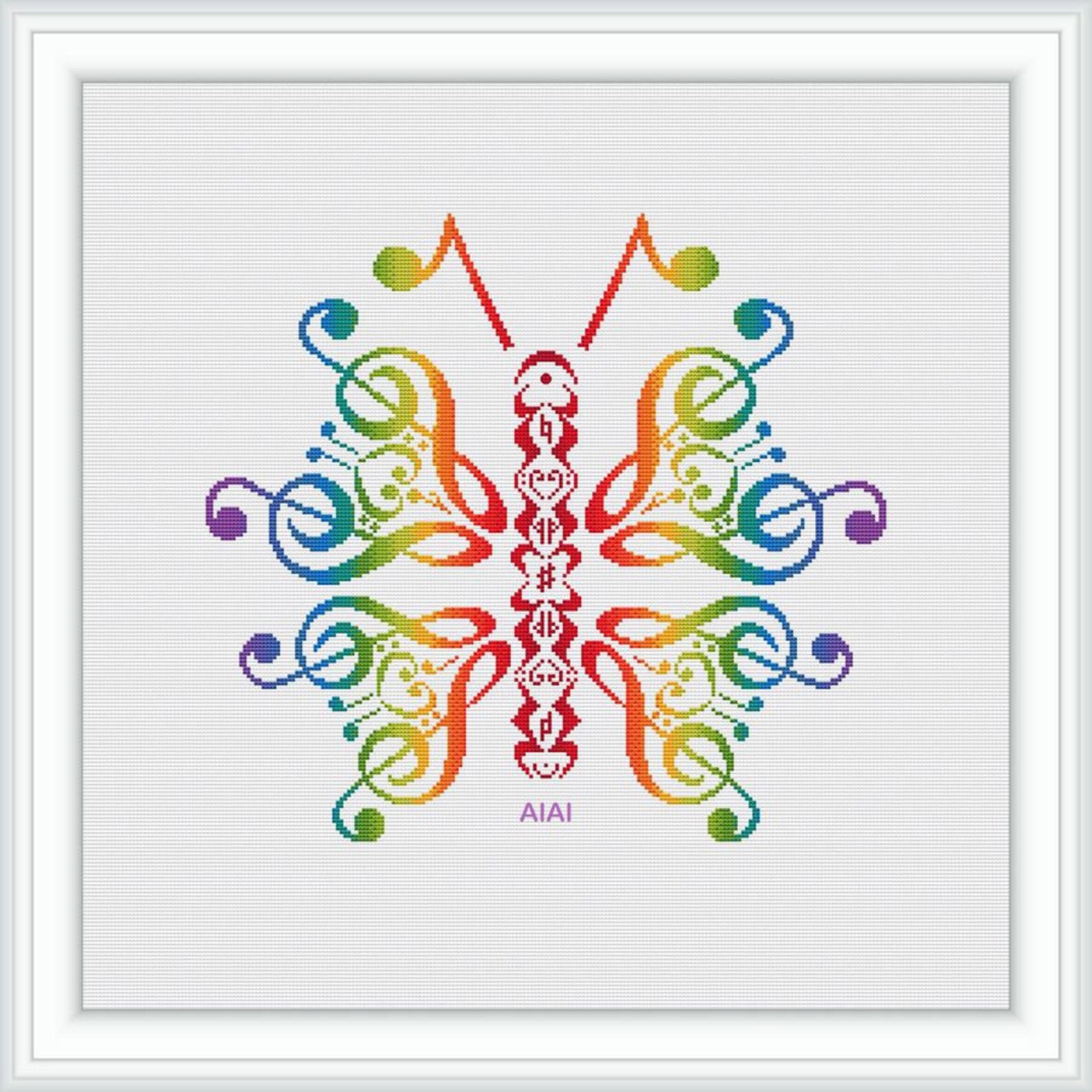 Cross Stitch Pattern Music Butterfly Silhouette Notes Treble Bass Clef ...