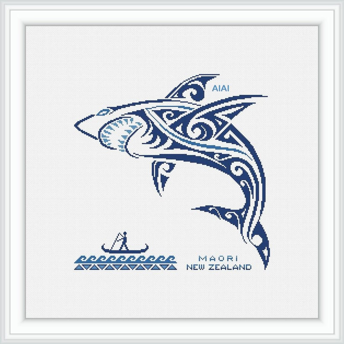 Cross Stitch Pattern Shark Fish Silhouette Maori Ornament Sea Marine ...