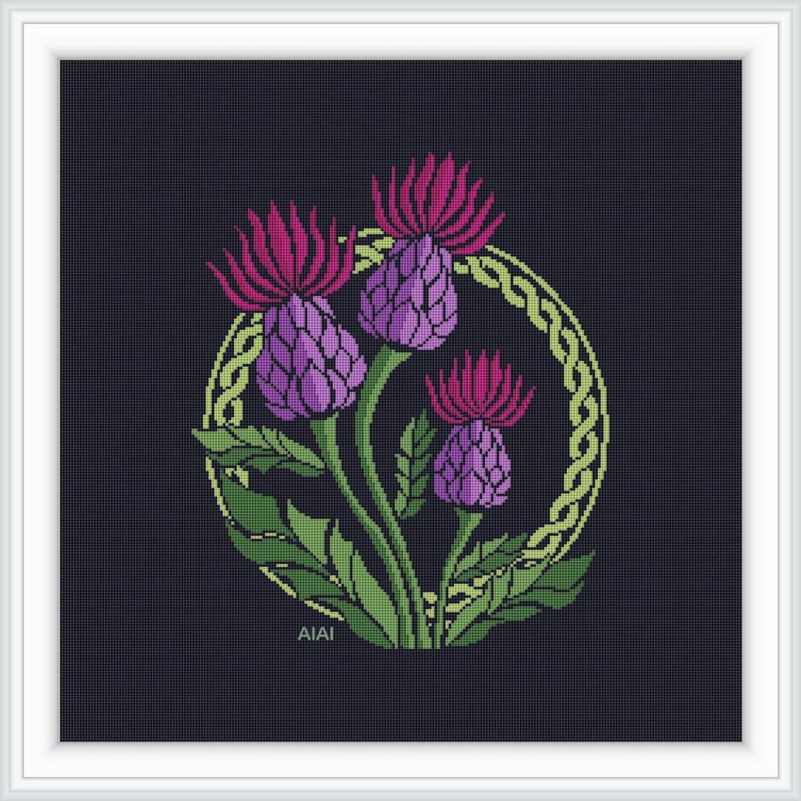 Cross Stitch Pattern Thistle Celtic Knot Ornament Flower Scotland ...