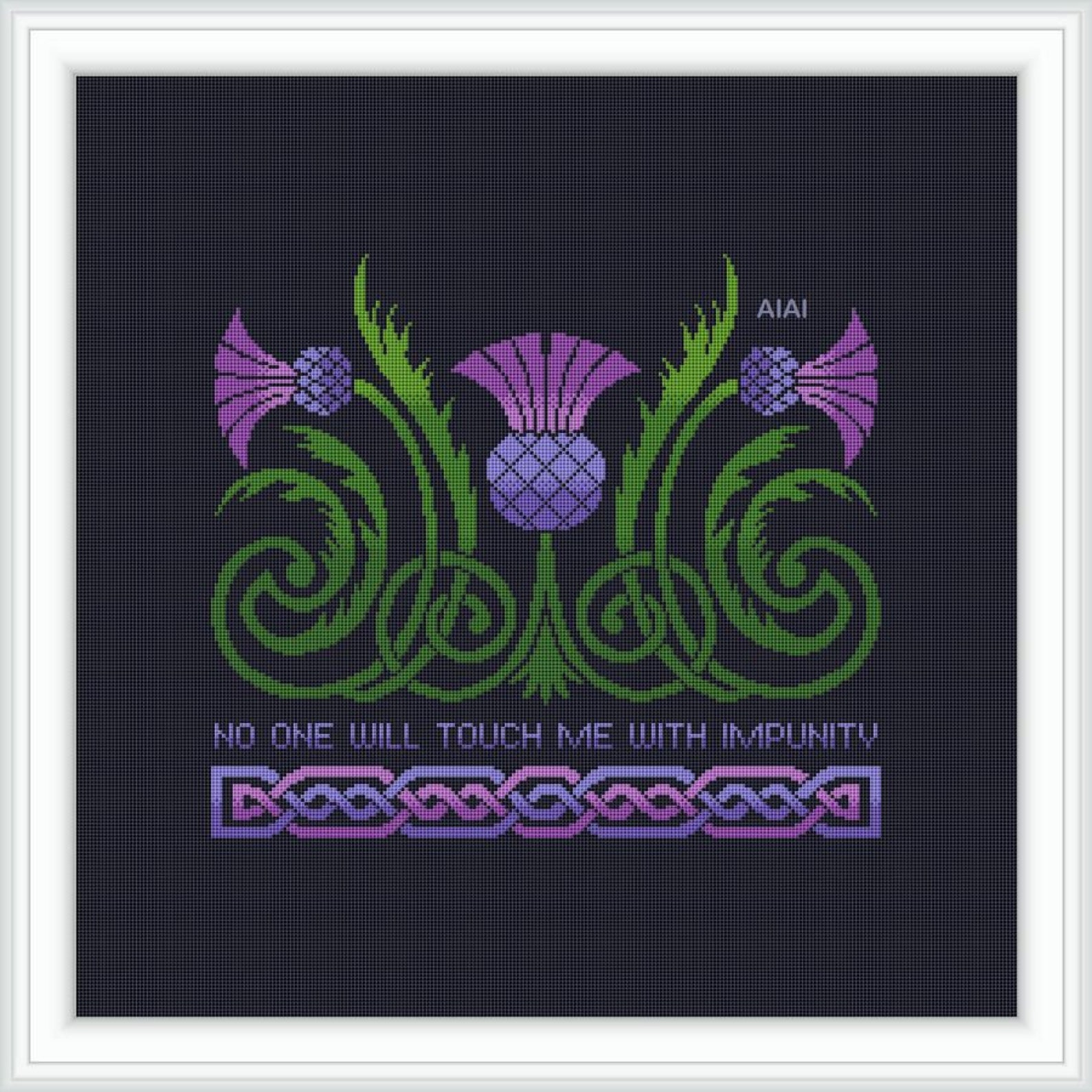 Cross Stitch Pattern Thistle Celtic Knot Ornament Quote Flower Scotland ...