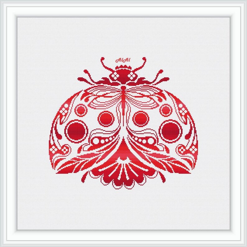Cross Stitch Pattern Insect Ladybug Silhouette Mosaic Butterfly ...