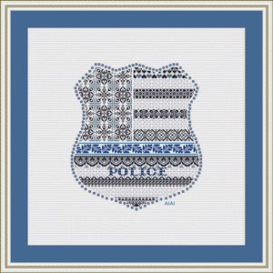 Cross Stitch Pattern Police Emblem Ornament Badge Policeman Profession ...