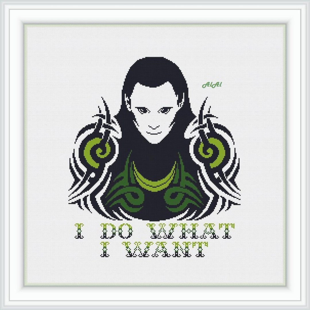 Cross Stitch Pattern Gothic Loki Silhouette Celtic God Mischief Ethnic ...