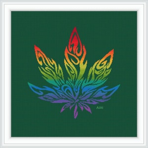 Cross Stitch Pattern Medicine Leaf Cannabis Marijuana Silhouette ...