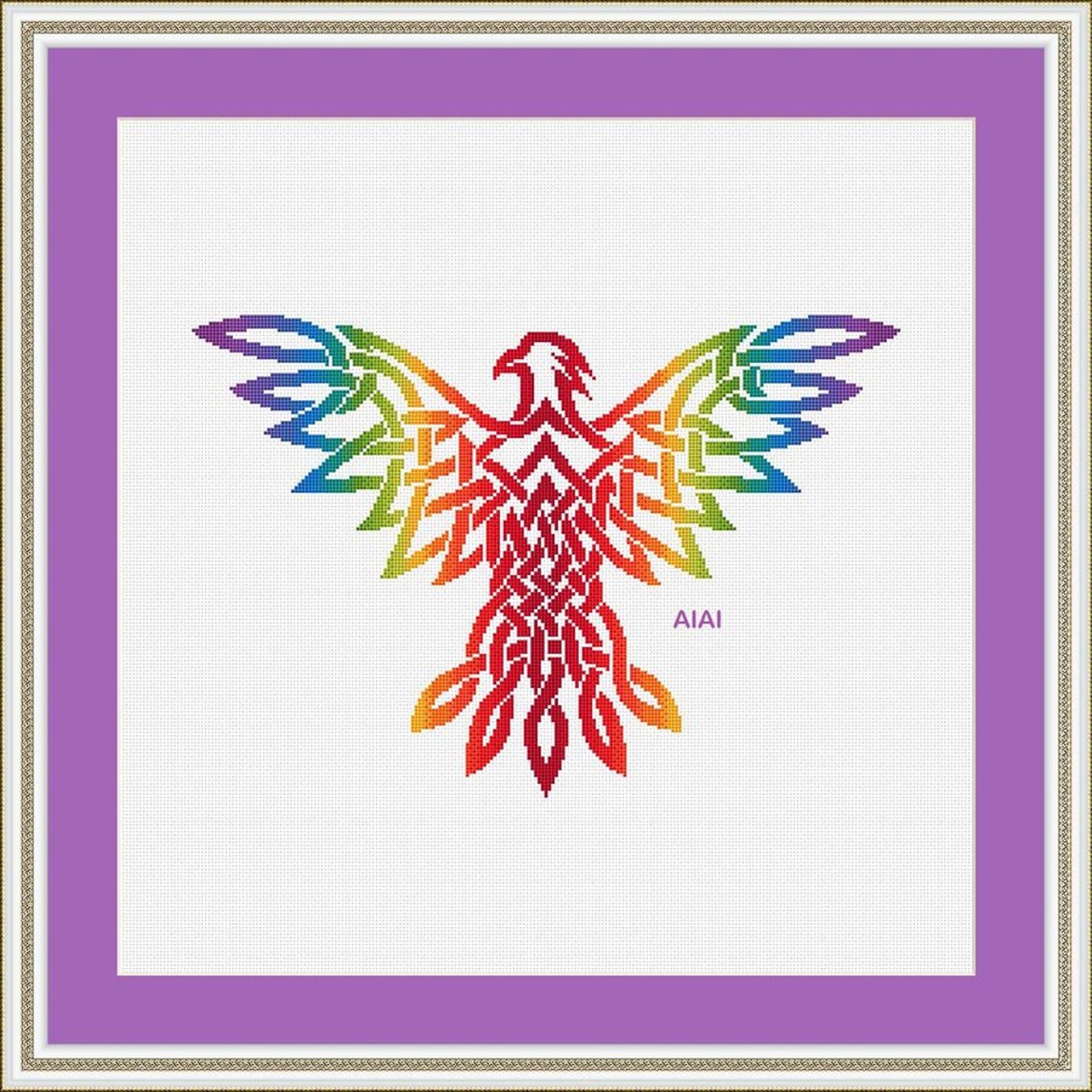 Cross Stitch Pattern Bird Phoenix Silhouette Celtic Knot Ornament ...