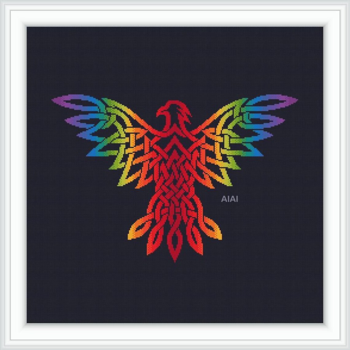 Cross Stitch Pattern Bird Phoenix Silhouette Celtic Knot Ornament ...