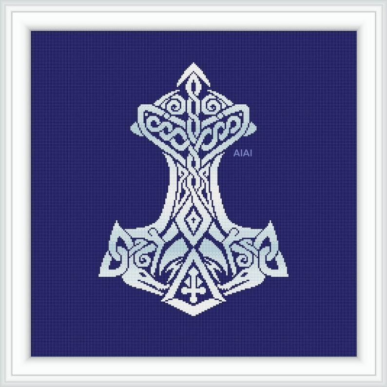 Cross Stitch Pattern Hammer Thor Mjolnir Celtic Knot: Ornament Rainbow ...