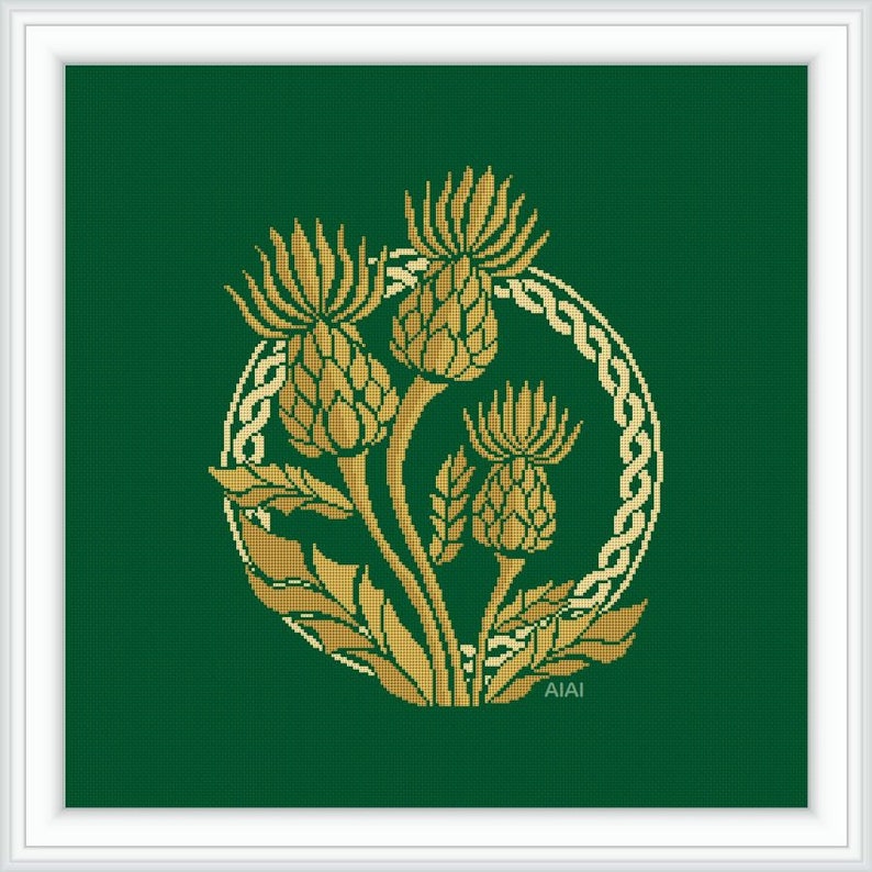 Cross Stitch Pattern Thistle Celtic Knot Ornament Flower Scotland ...