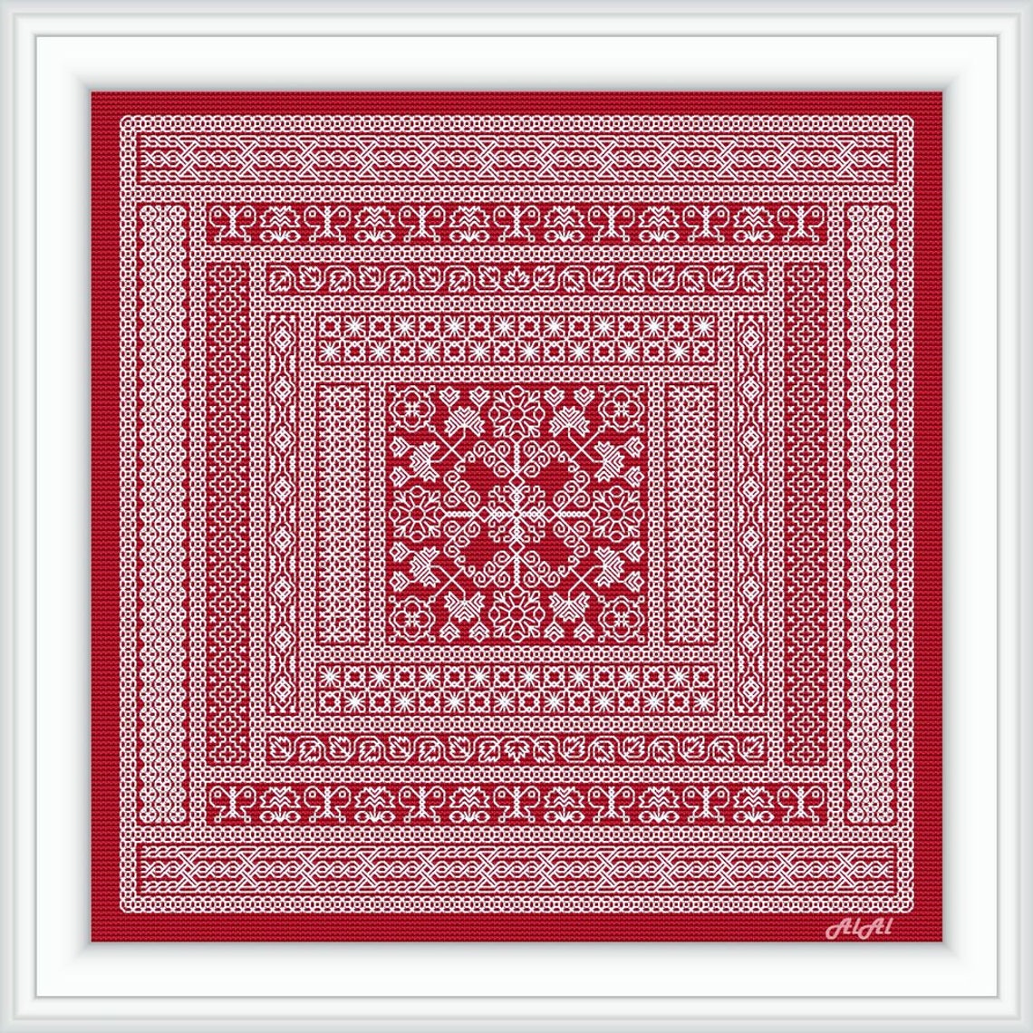 Panel Blackwork Sampler Celtic Knot Geometric Ornament Butterfly Flowers Backstitch Monochrome ...