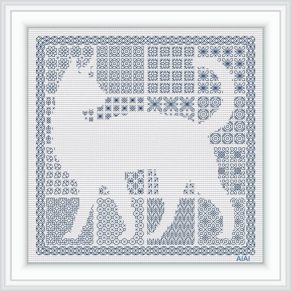Cat Blackwork Cross Stitch - Etsy
