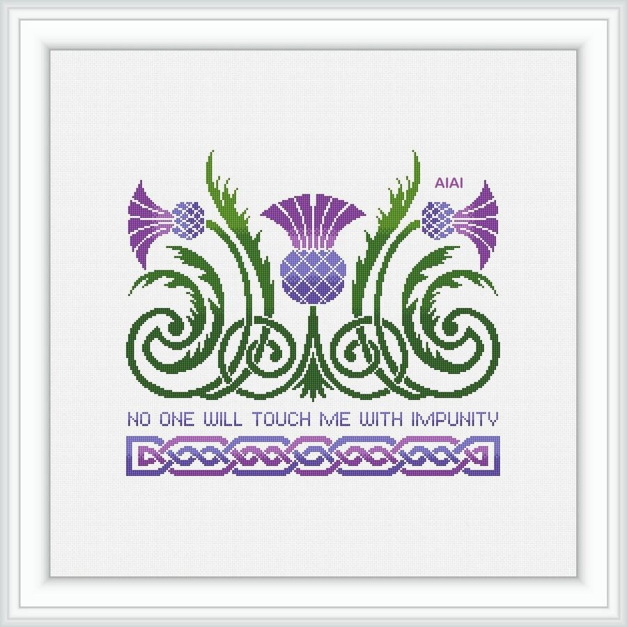Cross Stitch Pattern Thistle Celtic Knot Ornament Quote Flower Scotland ...