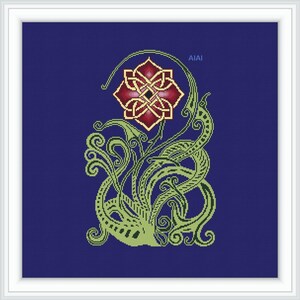 Cross Stitch Pattern Rose Flower Celtic Knot Ornament Ethnic Viking ...