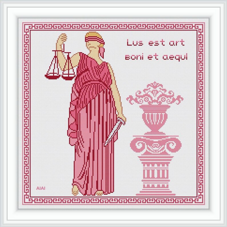 Cross Stitch Pattern Themis Goddess Silhouette: Court Lawyer Libra ...