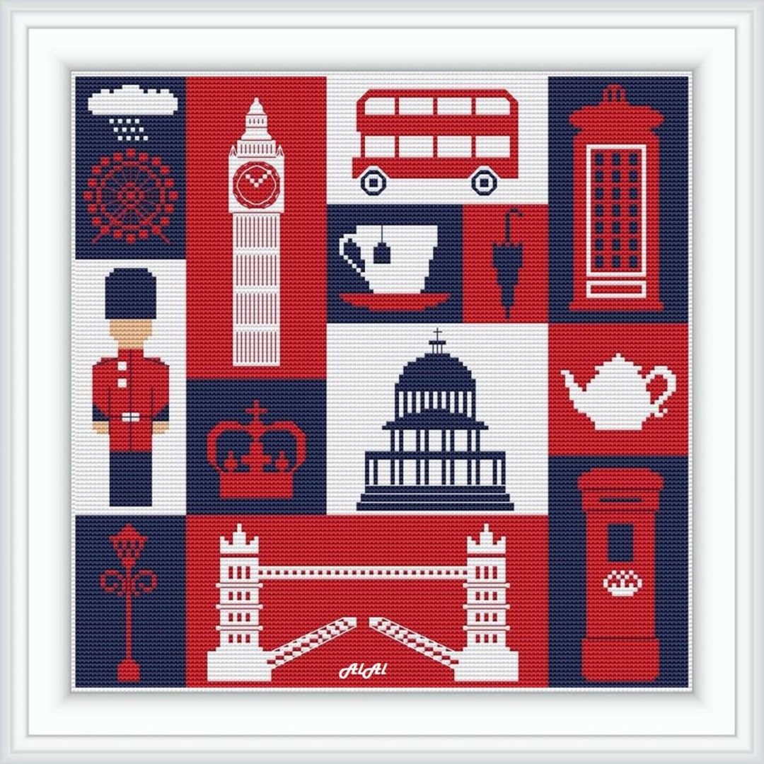 Cross Stitch Pattern Panel Sampler City London Country England United ...