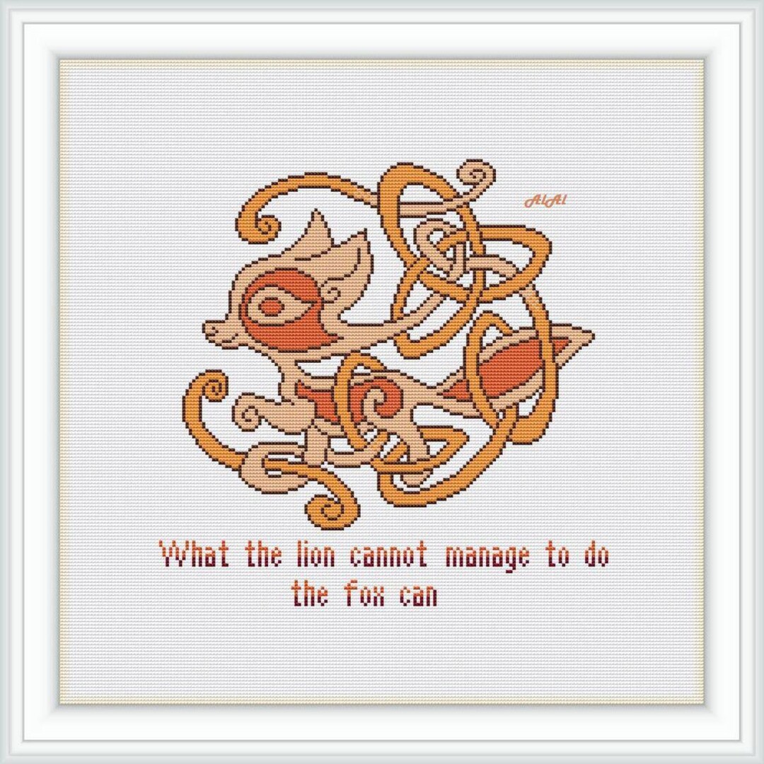 Cross Stitch Pattern Fox Silhouette Celtic Knot Ornament Monochrome ...