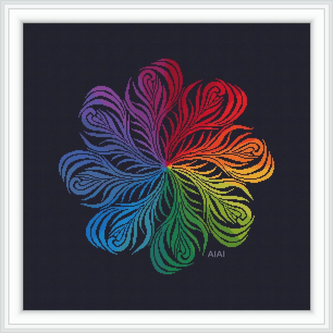 Cross Stitch Pattern Mandala Feathers Bird Pinwheel Ornament Rainbow ...