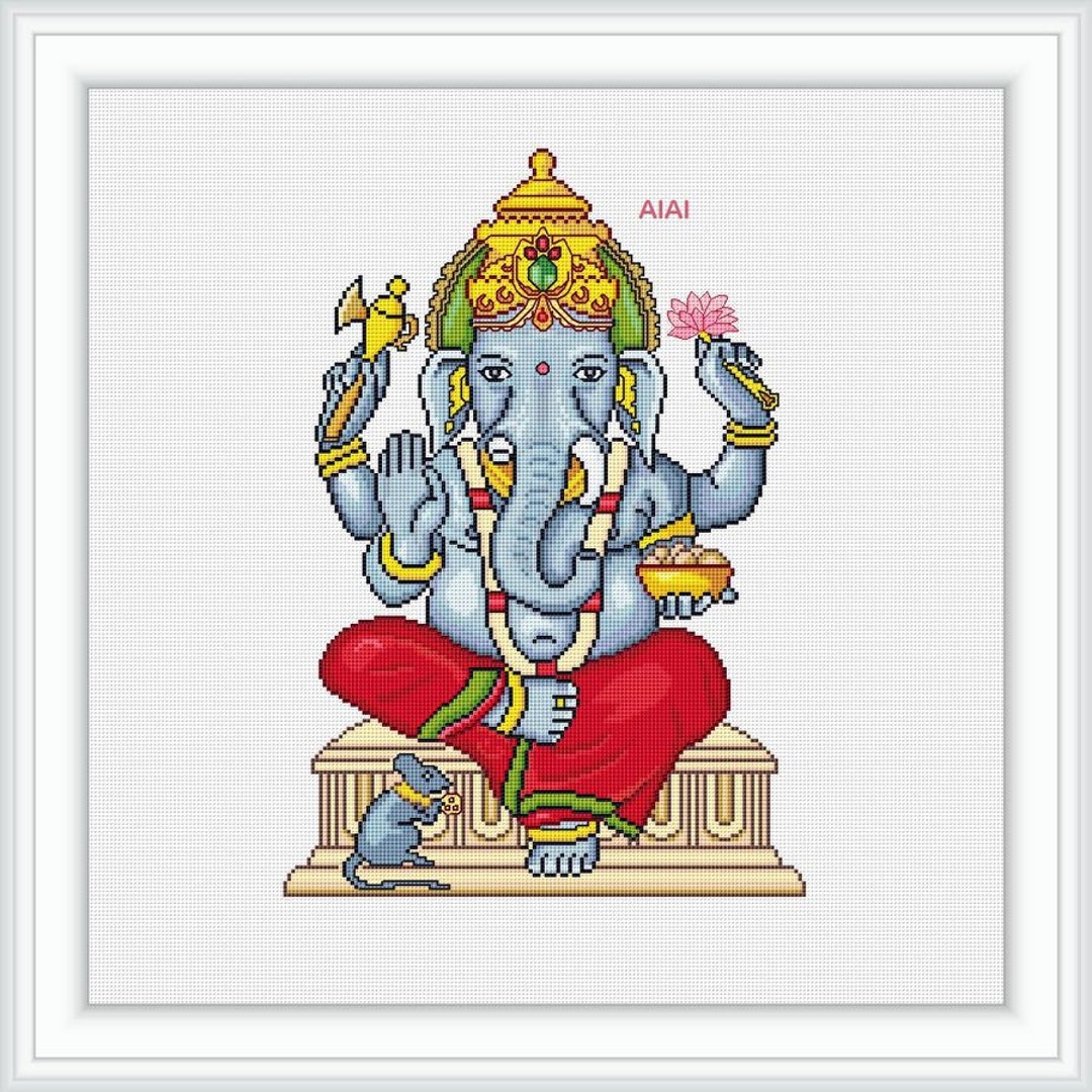 Cross Stitch Pattern Ganesha God of Wisdom and Prosperity Elephant ...