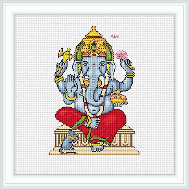 Cross Stitch Pattern Ganesha God of Wisdom and Prosperity Elephant ...