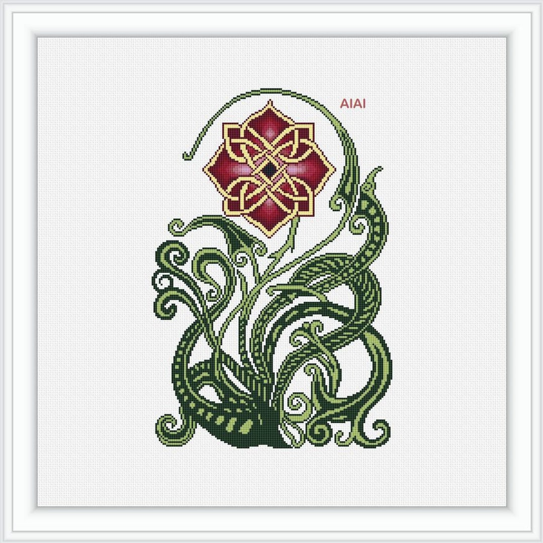 Cross Stitch Pattern Rose Flower Celtic Knot Ornament Ethnic Viking ...