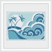 Cross Stitch Pattern Vintage Postage Stamp Sea Waves Palm Island ...