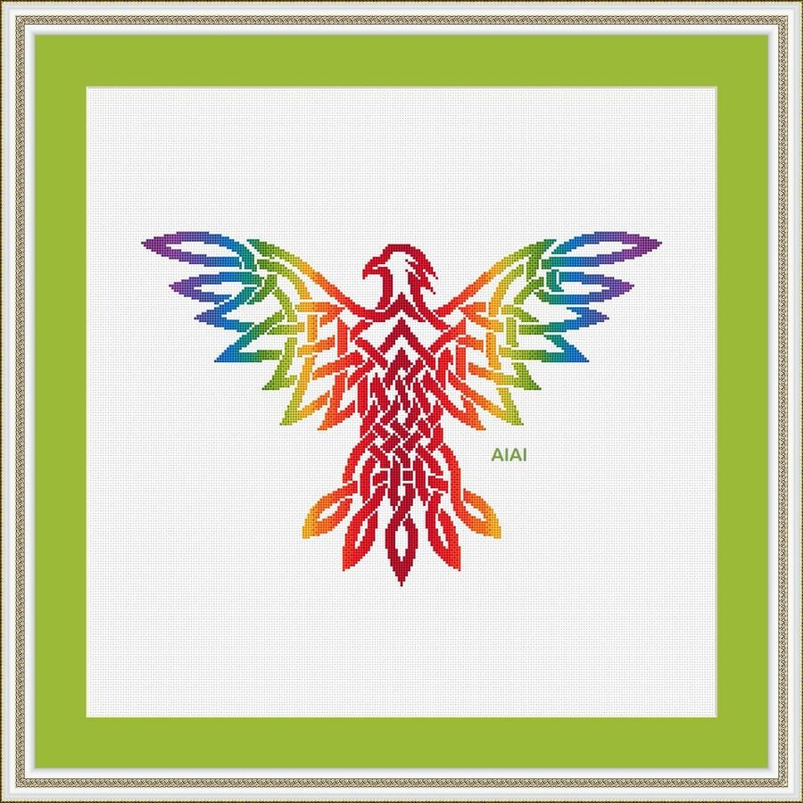 Cross Stitch Pattern Bird Phoenix Silhouette Celtic Knot Ornament ...